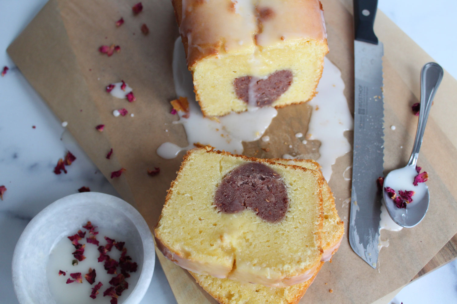 Lemon Raspberry Secret Heart Cake - Tandberry Kitchen